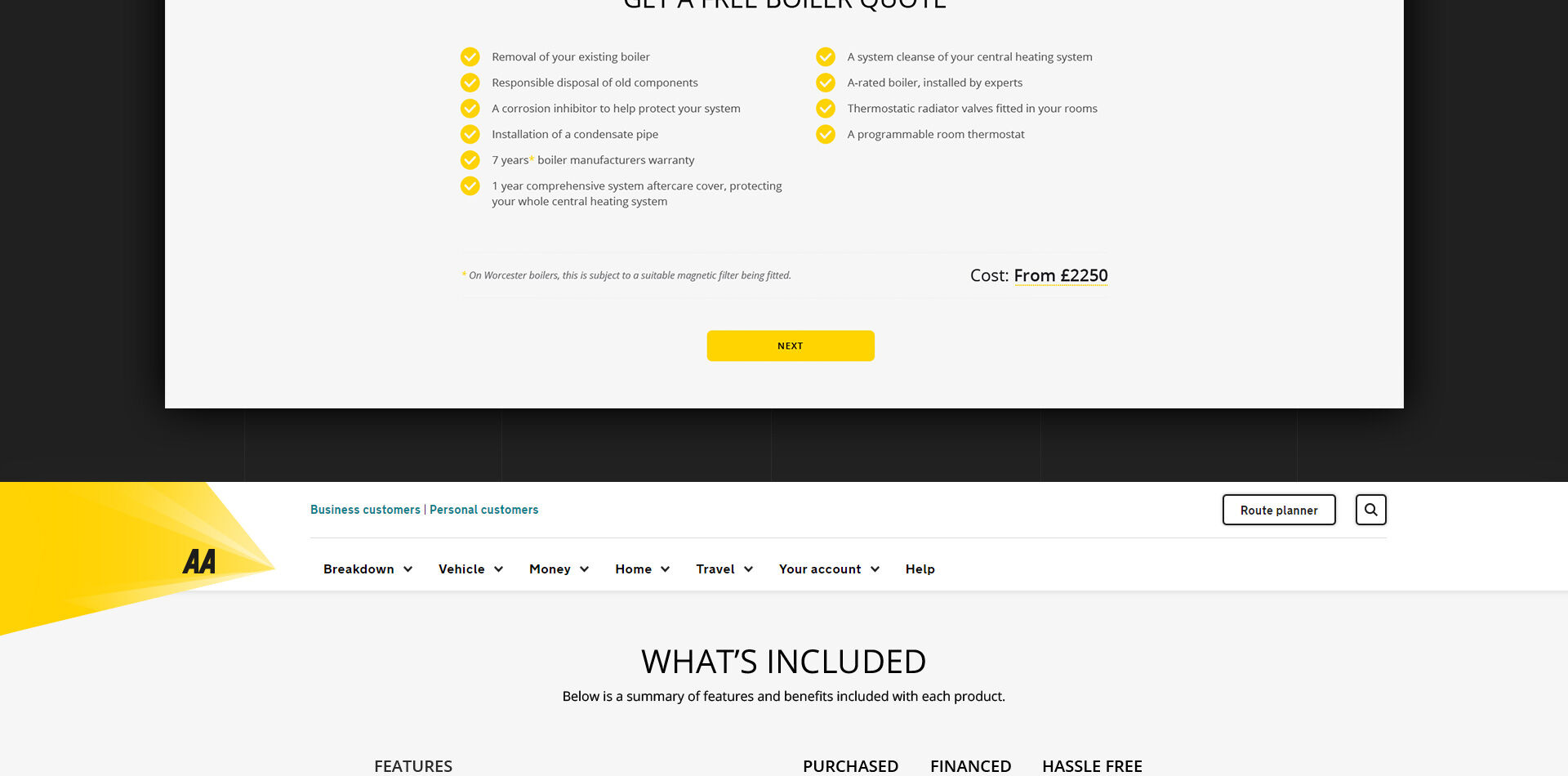 AA Boiler Quote